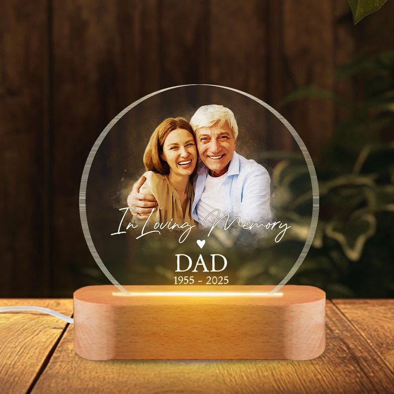 Custom Photo Memorial Night Light, Dad Remembrance in Loving Memory ...