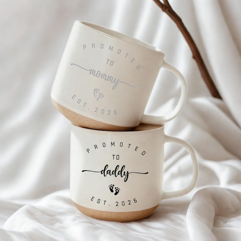 Pregnancy Announcement, New Parents Mug Set,promoted to Daddy Mug ...