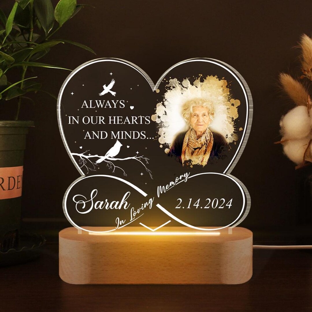 Custom Photo Memorial Night Light Gift Dad Remembrance in Loving Memory ...