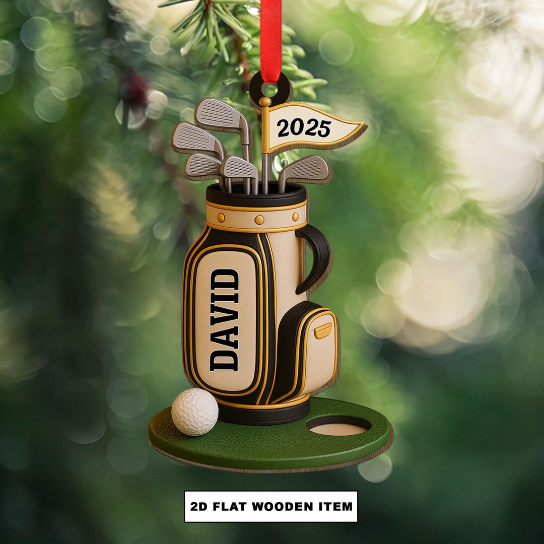 Personalized Golf Bag 2D Flat Ornament, Custom Golf Lover Christmas ...