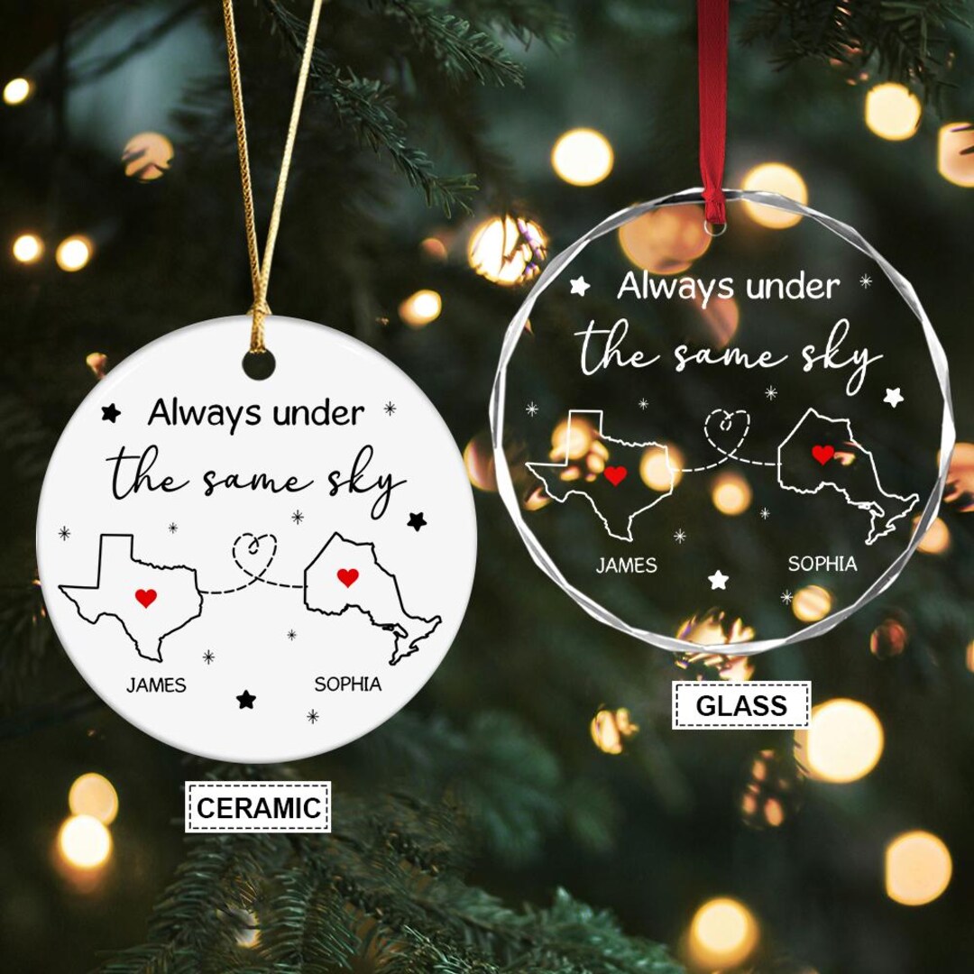 Personalized Long Distance Ornament,christmas Gift for Boyfriend Long ...