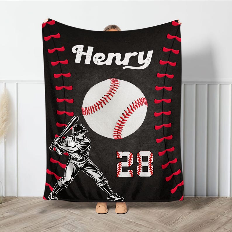Personalized Baseball Throw Blanket, Baseball Players Gift for Team ...