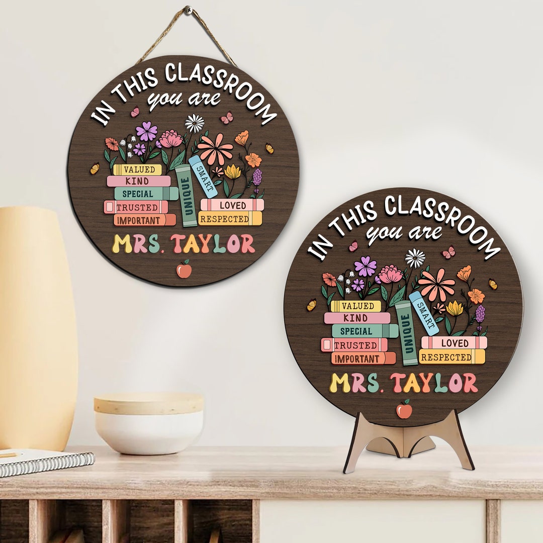 Personalized Teacher 3D Door Sign, in This Classroom You Are Wooden ...