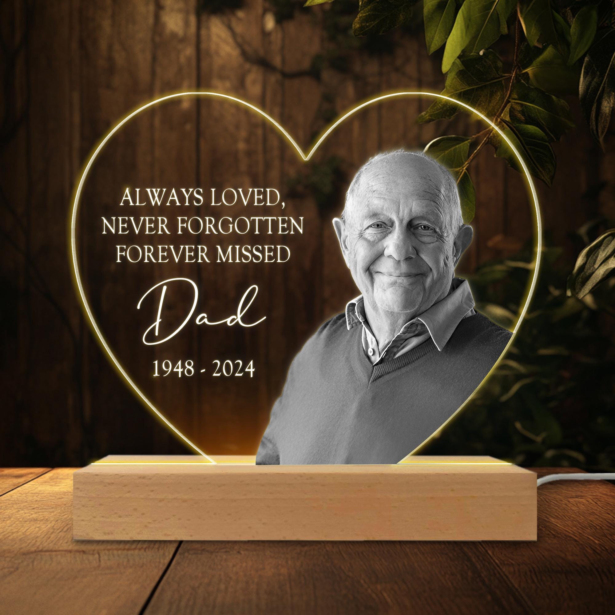 Custom Photo Memorial Night Light, Dad Remembrance in Loving Memory ...
