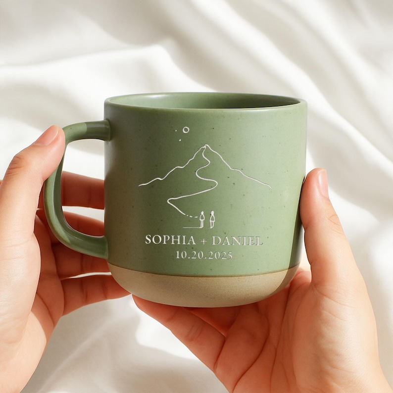 Personalised Engraved Couple Pottery Mug, Wedding Gift, Custom Carved ...