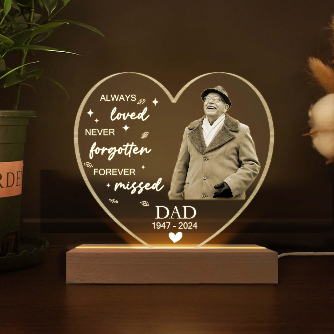 Custom Photo Memorial Night Light, Dad Remembrance in Loving Memory ...