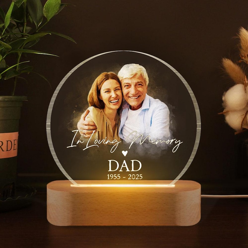 Custom Photo Memorial Night Light, Dad Remembrance in Loving Memory ...