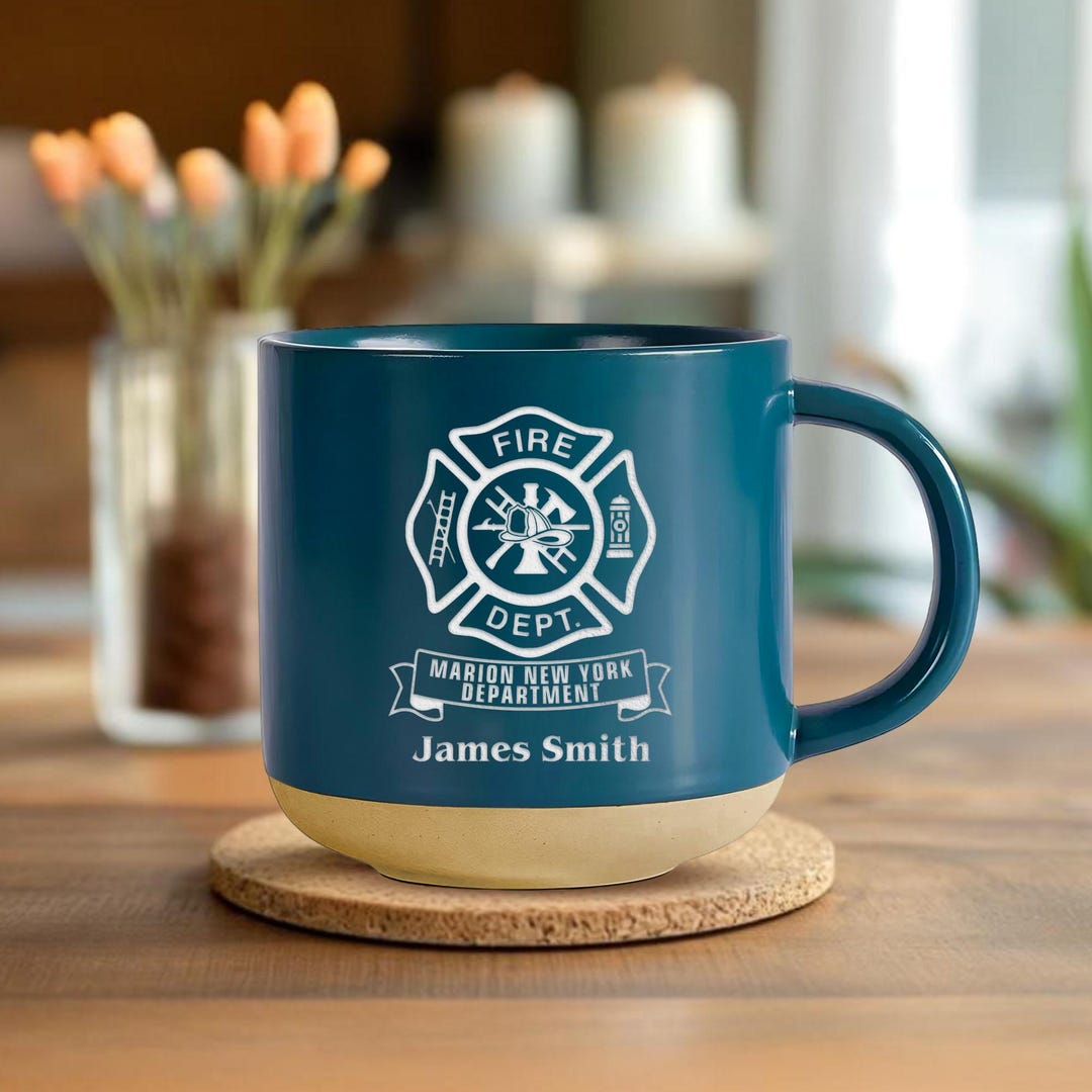 Personalized Firefighter Pottery Mug, Support Firefighters Mugs Gifts ...