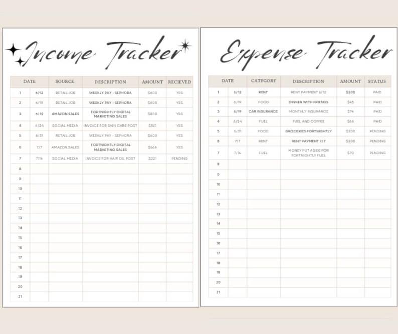 Income and Expenses Tracker Sheet - Etsy