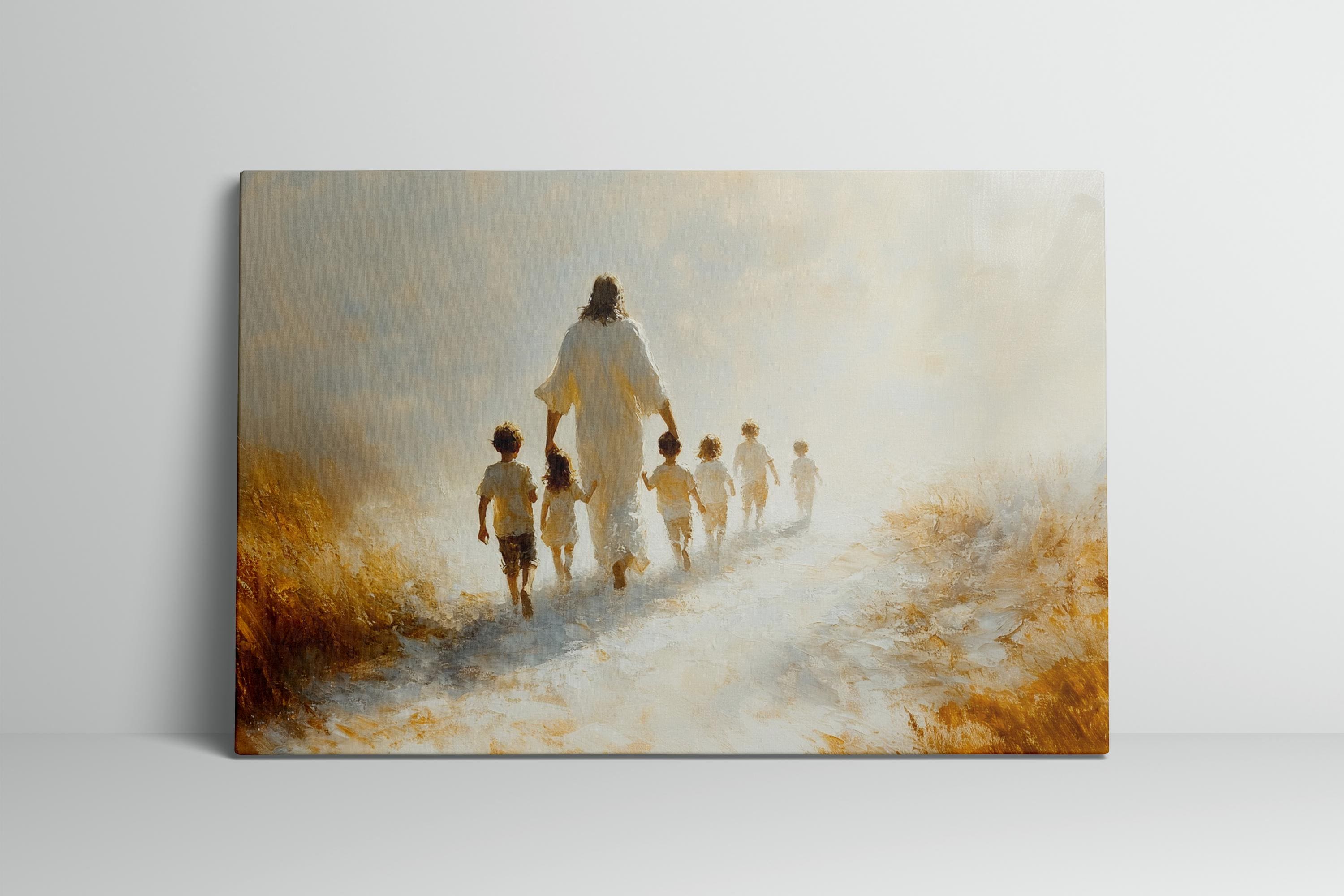 Jesus Christ Canvas Art Print Unframed: Jesus Guiding the Children ...
