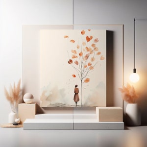 Girl Under Fall Tree Wall Art Nature Inspired Home Decor Plant Art ...