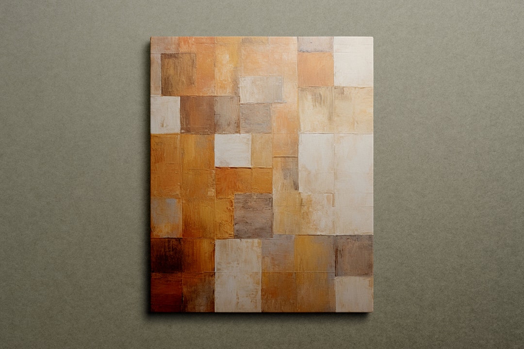 Beige Orange Light Brown Yellow Tones Art Print Oil Painting Canvas ...