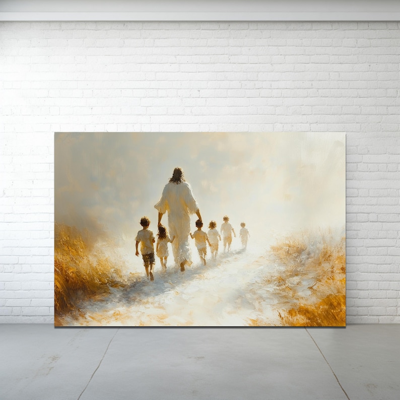 Jesus Christ Canvas Art Print Unframed: Jesus Guiding the Children ...