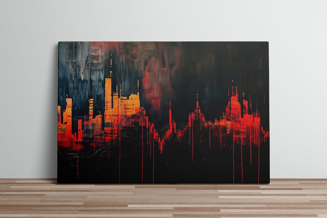 Market Candlestick Chart Abstract Art Print Oil Canvas Painting for ...