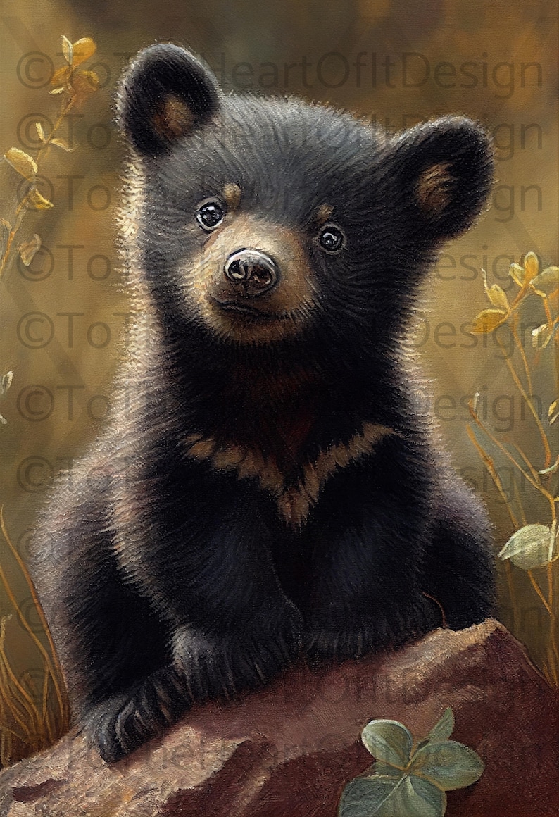 Printable Baby Black Bear Cartoon Nursery Wall Art Digital - Etsy