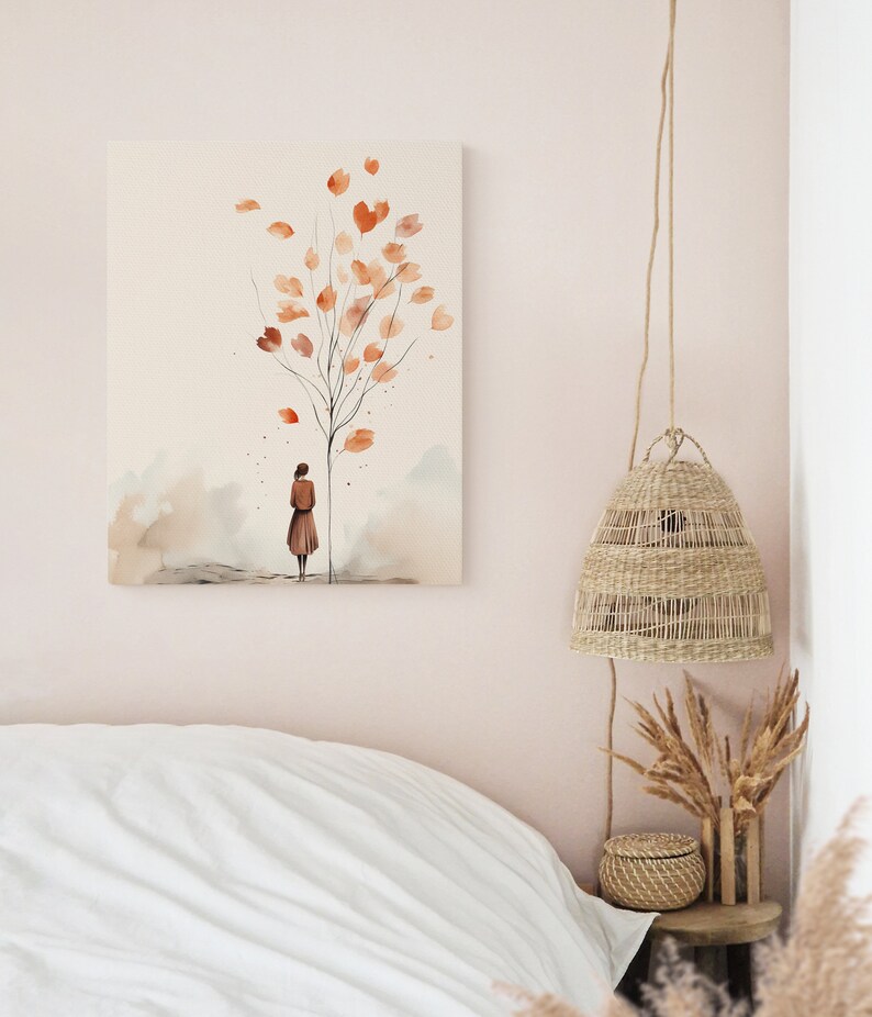 Girl Under Fall Tree Wall Art Nature Inspired Home Decor Plant Art - Etsy