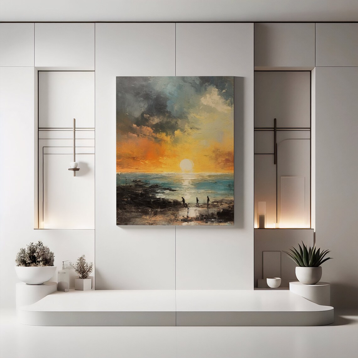 Sunset Beach Scene Ocean Art Coastal Wall Decor Beach Poster Perfect ...