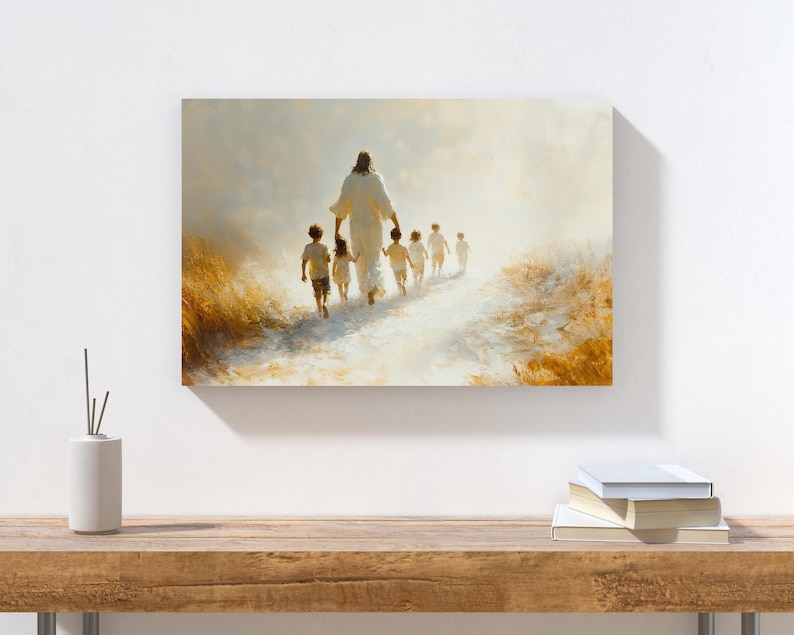 Jesus Christ Canvas Art Print Unframed: Jesus Guiding the Children ...