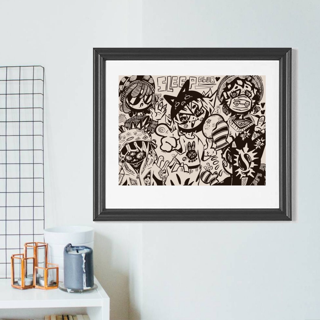 Printable Wall Art, Manga Fan Wall Decor, Play Room Poster, Black and ...