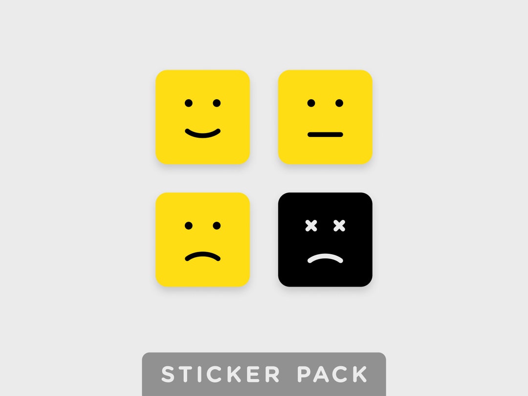 Smiley Face • Sticker Pack of 4 Funny Stickers • Small Stickers • Ideal ...
