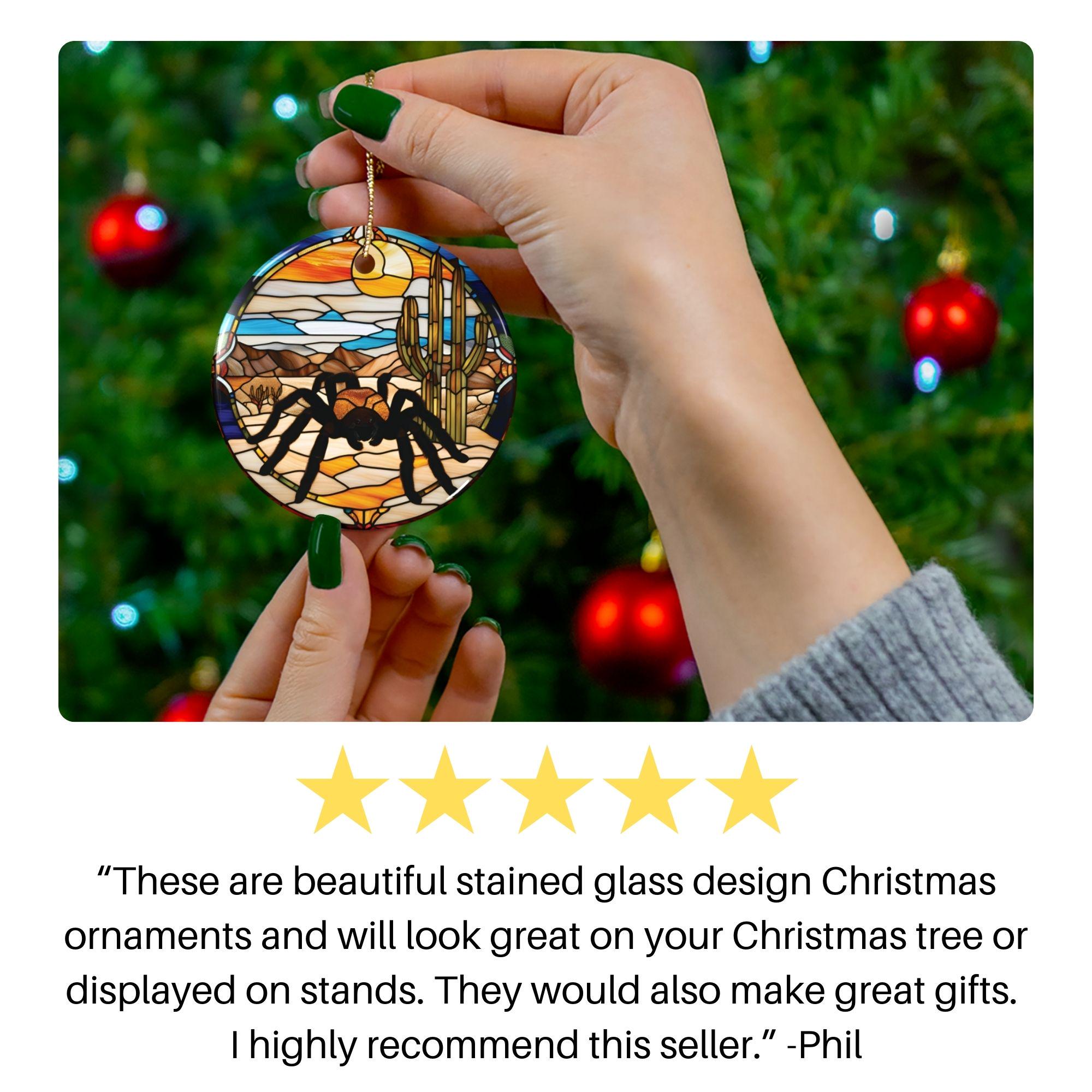 Tarantula Christmas Ornament Ceramic W Stained Glass Design Print ...