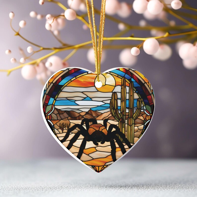 Tarantula Christmas Ornament Ceramic W Stained Glass Design Print ...