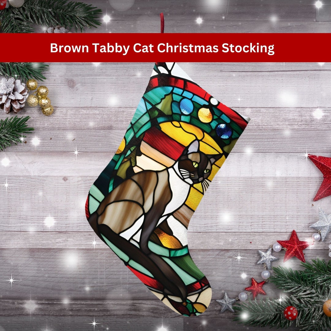 Brown Tabby Cat Christmas Stocking Cat Stocking Christmas Stocking for ...