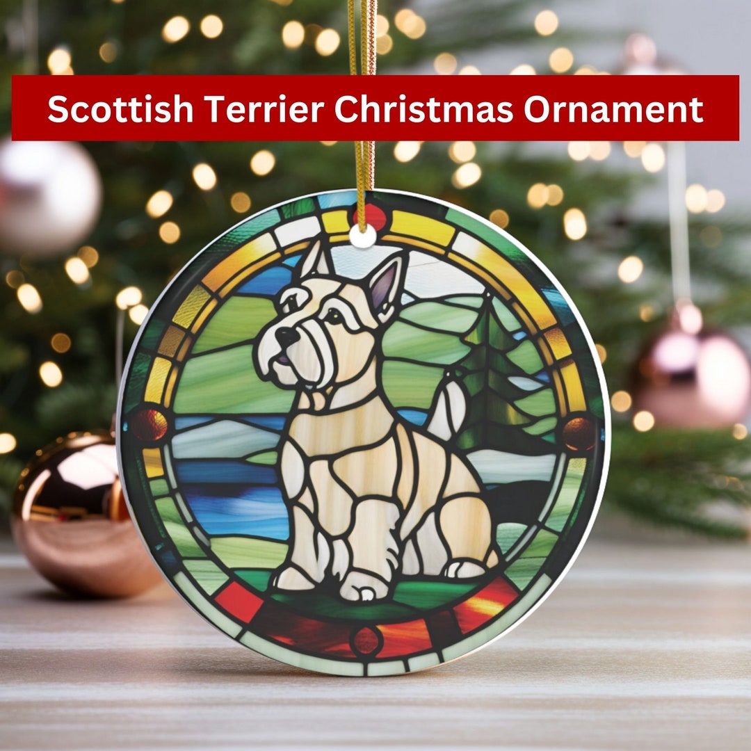 Scottish Terrier Christmas Ornament Ceramic Stained Glass Design Print ...