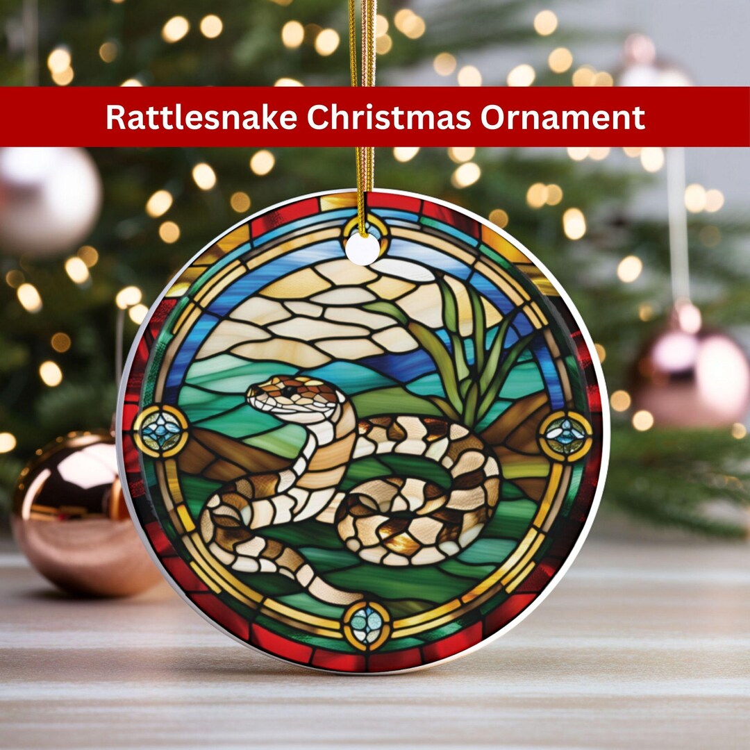 Western Diamondback Rattlesnake Christmas Ornament Ceramic W Stained ...