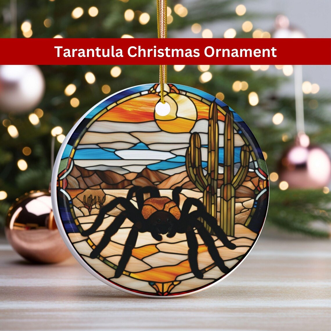 Tarantula Christmas Ornament Ceramic W Stained Glass Design Print ...