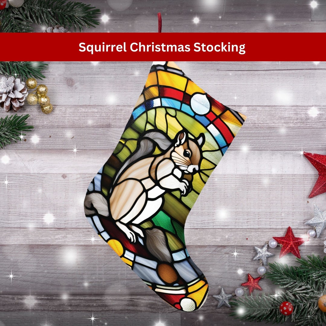 Squirrel Christmas Stocking Squirrel Stocking Christmas Brown Squirrel ...