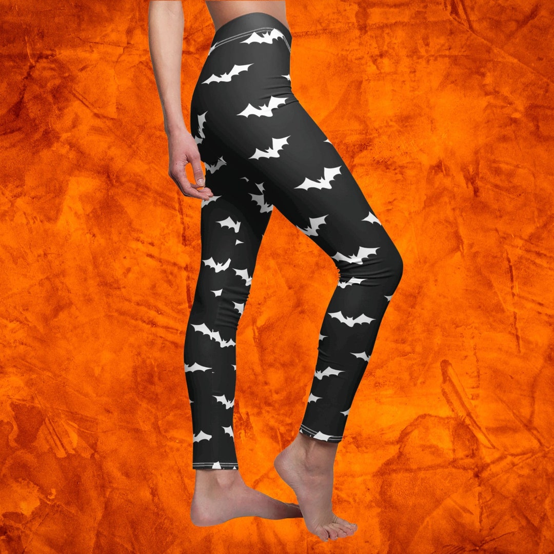Black and White Bat Leggings Halloween Costume Leggings for Women Yoga ...