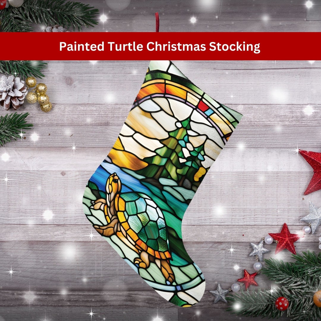 Painted Turtle Christmas Stocking Christmas Swimming Pet Turtle ...