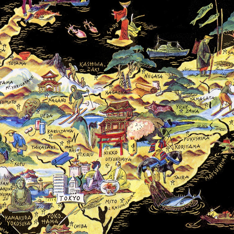 Fun Map of Central Japan in East Asia Digital Download PRINTABLE ...