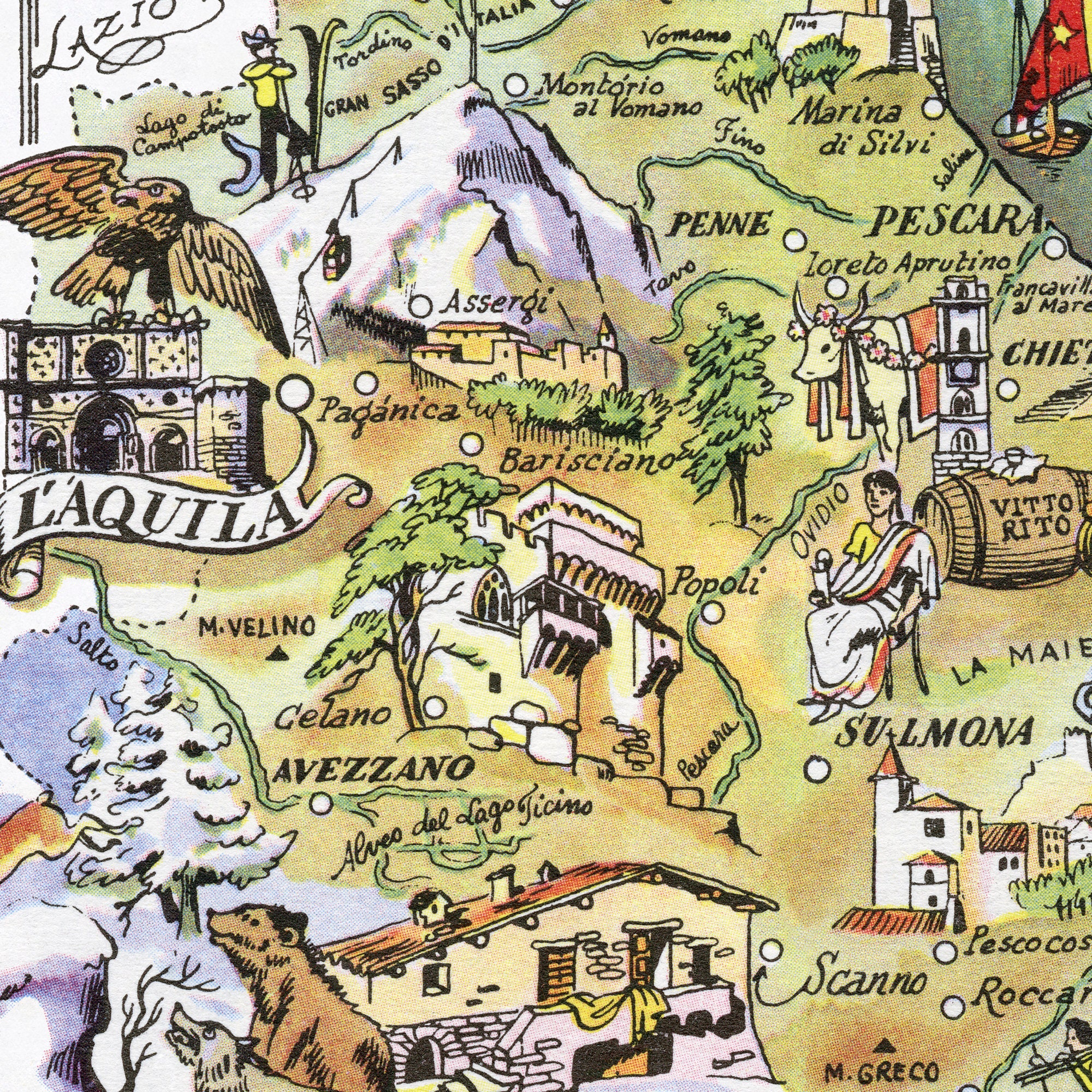 Fun Map of Italy Ambruzzi Molise Digital Download PRINTABLE Vintage ...