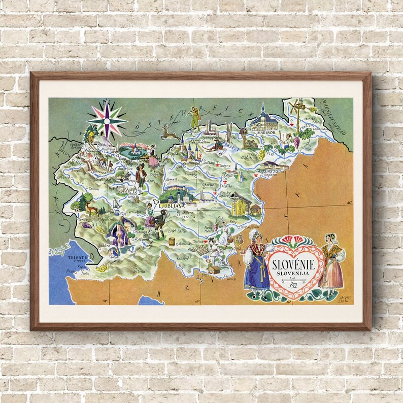 Old Map of Slovenia – Digital Download PRINTABLE Vintage Fun Pictorial ...