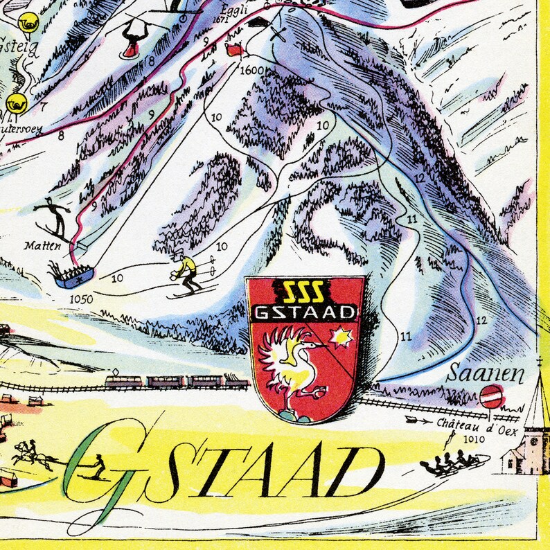 Fun Ski Trail Map of Gstaad in Switzerland – Digital Download PRINTABLE ...