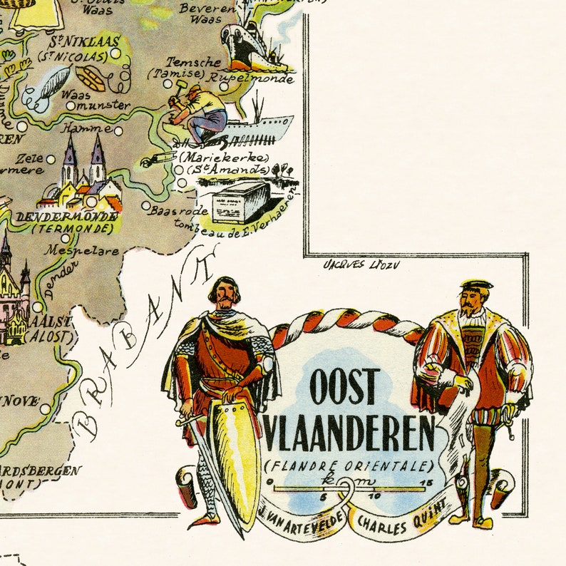 Fun Map of East Flanders, Oost Vlaanderen – Digital Download PRINTABLE ...