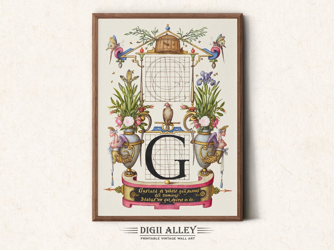 Letter G - Calligraphy Alphabet – Printable Digital Download, Vintage ...