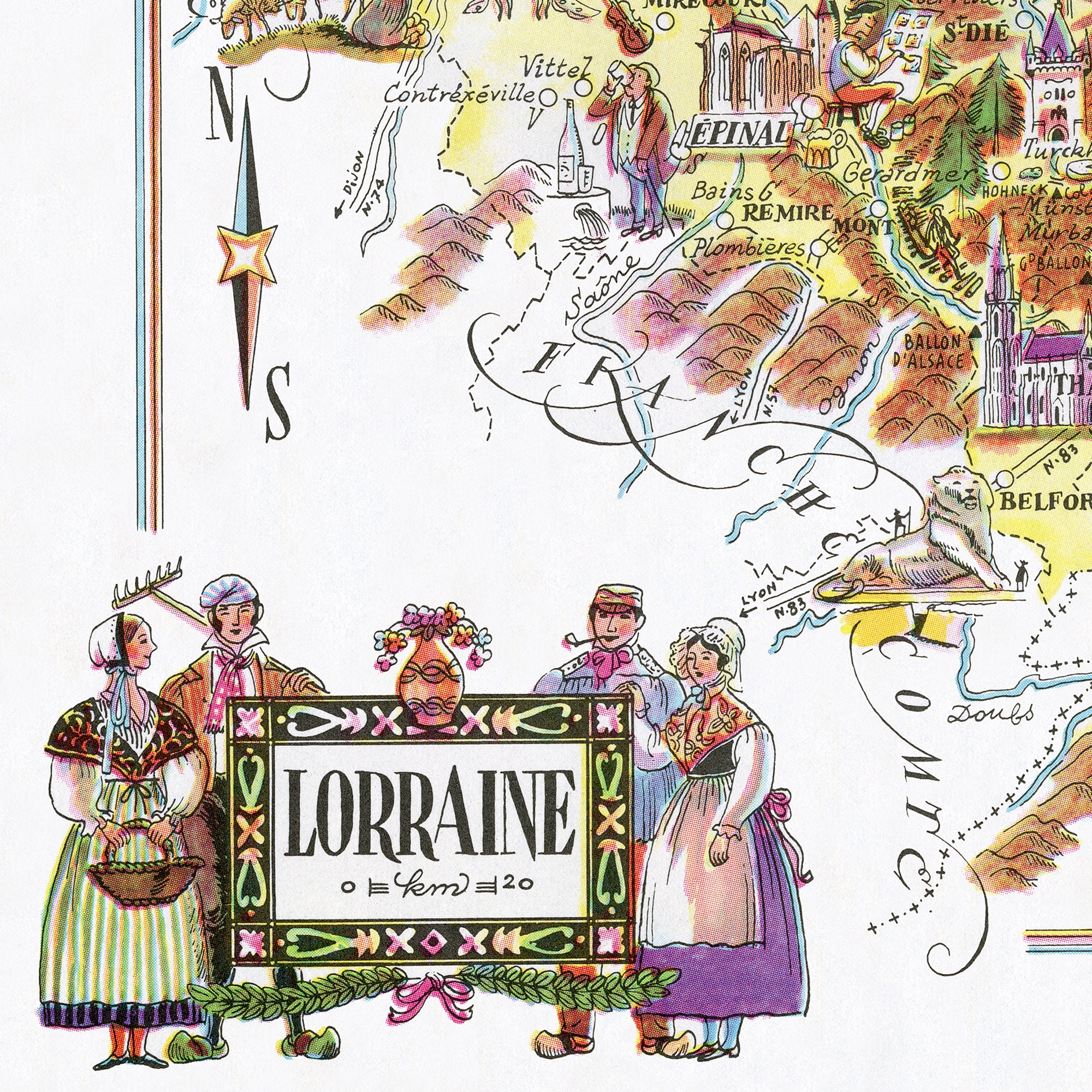 Fun Map of Alsace a French Province, France – Digital Download ...
