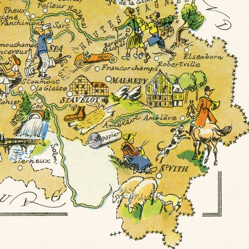 Fun Map of Liege, Belgium – Digital Download PRINTABLE Vintage ...