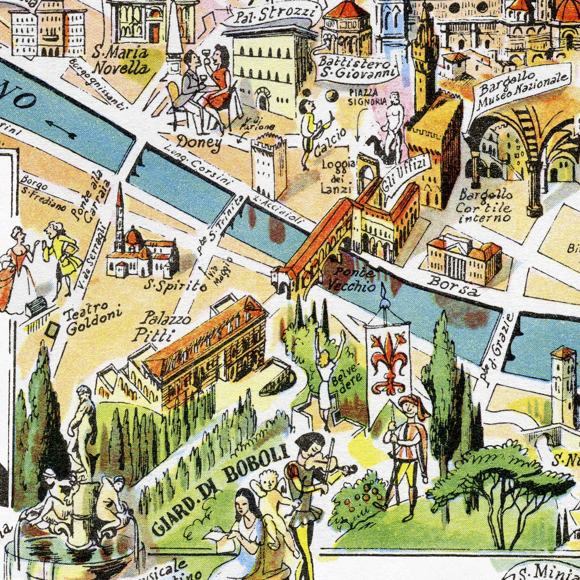 Fun Map of Italy Florence – Digital Download PRINTABLE Vintage ...