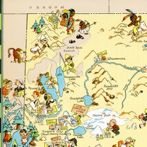 Fun State Map of Nevada – Digital Download PRINTABLE Vintage Pictorial ...