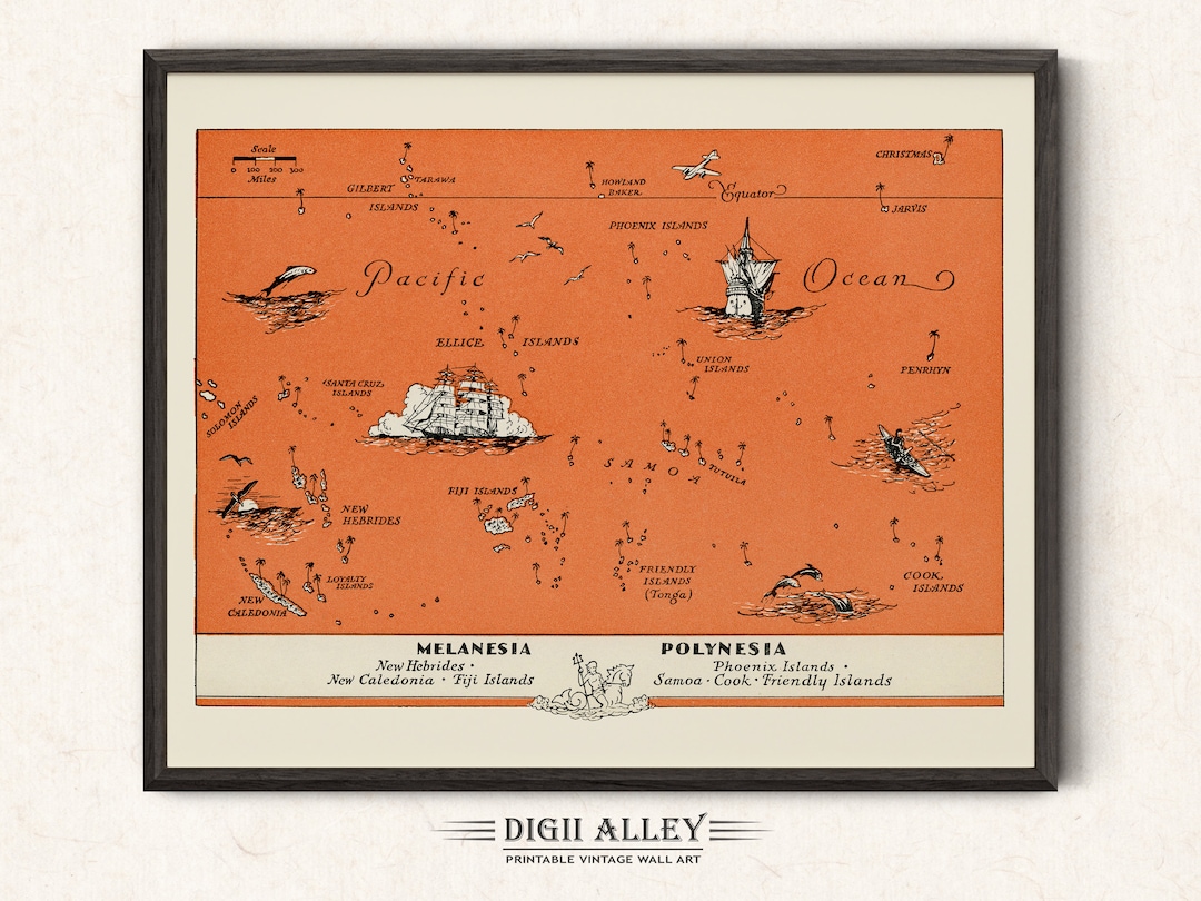 Map of Islands in Melanesia & Polynesia – Digital Download PRINTABLE ...