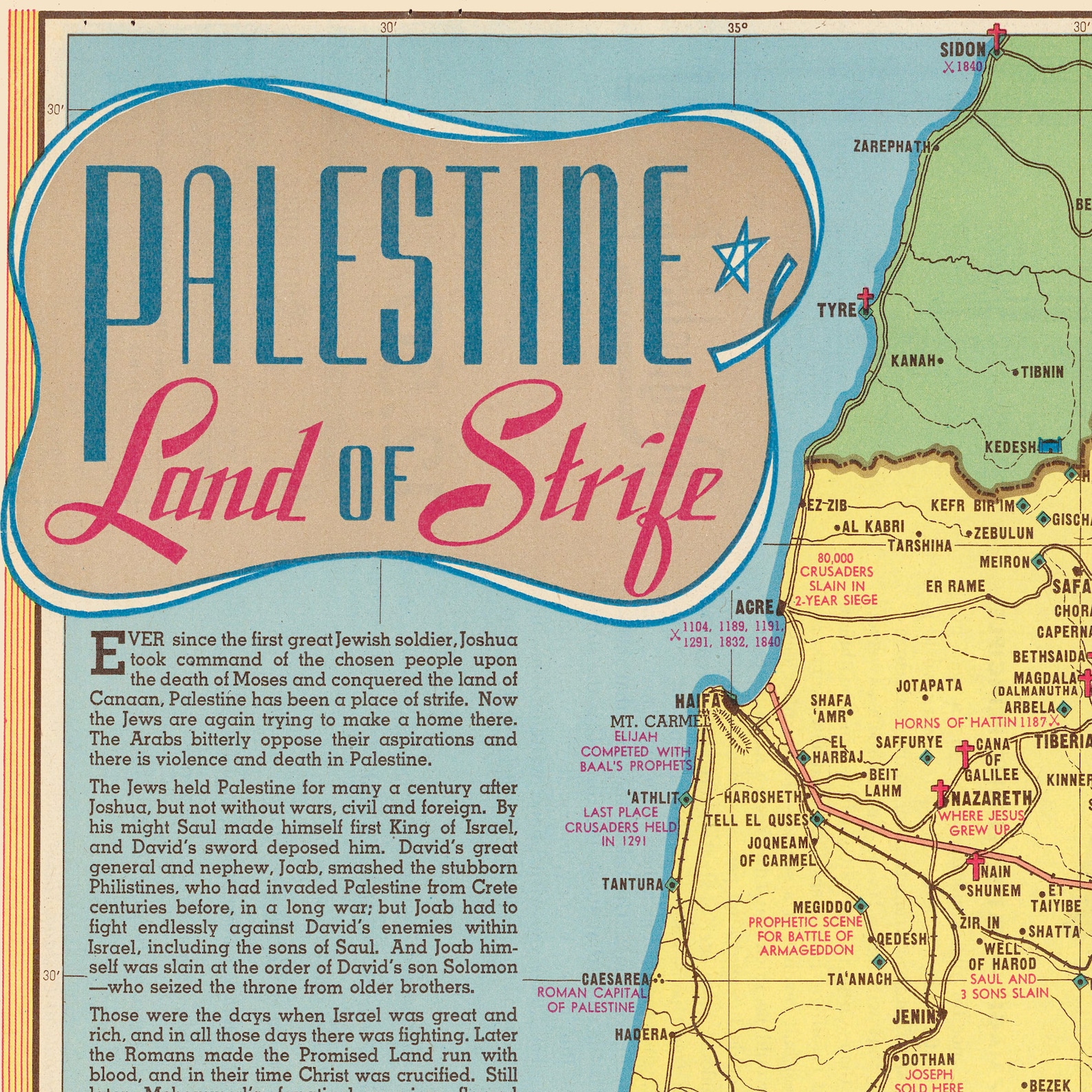 Old Map of Palestine in the Middle East – Digital Download PRINTABLE ...