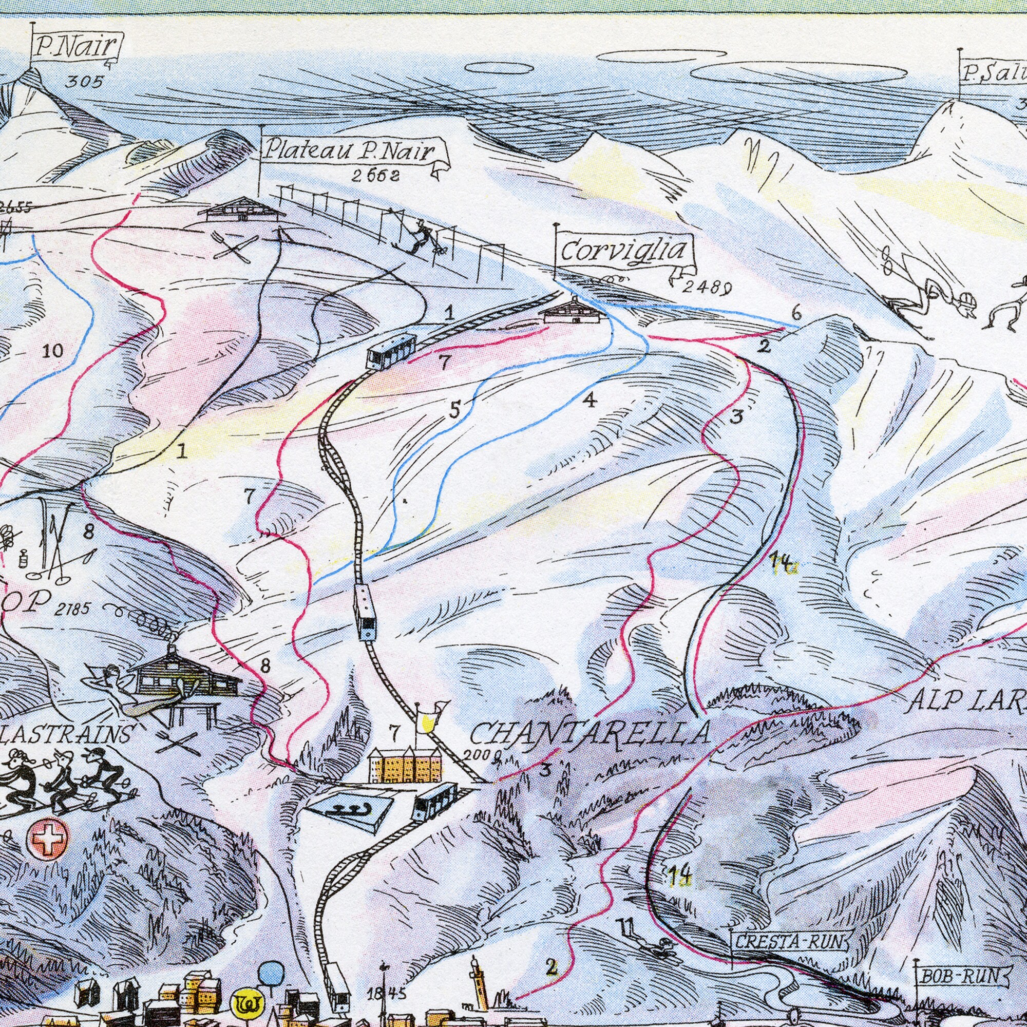 Fun Ski Trail Map of St Moritz in Switzerland Digital Download ...