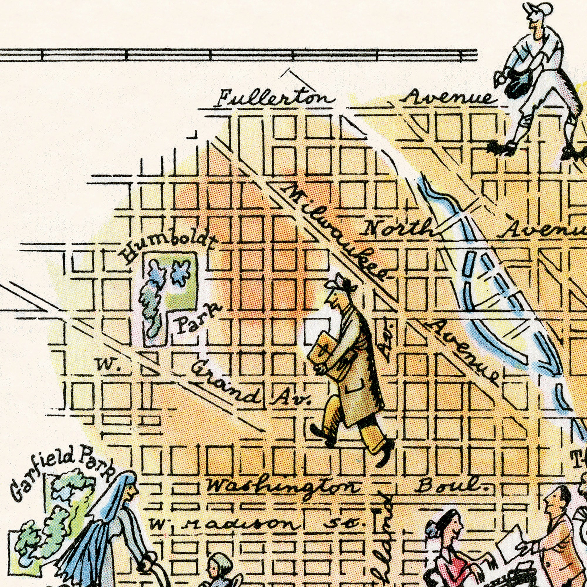 Fun Map of Chicago Illinois – Digital Download PRINTABLE Vintage Wall ...