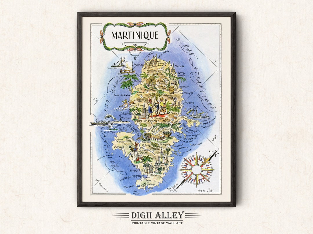 Fun Map of Martinique in the Caribbean – Digital Download PRINTABLE ...