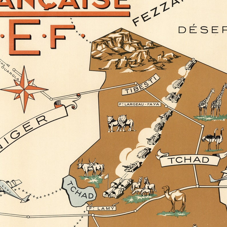 Fun Map of French Equatorial Africa – Digital Download PRINTABLE ...