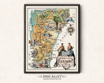 24x33in Poster Large Detailed Tourist Map of Vermont With - Etsy